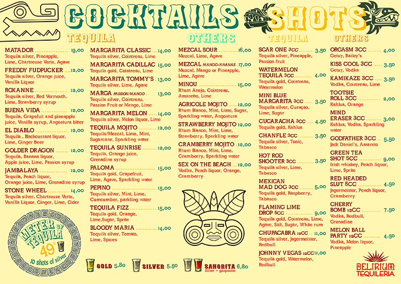 Menu Floris Tequila - Delirium Village Brussels