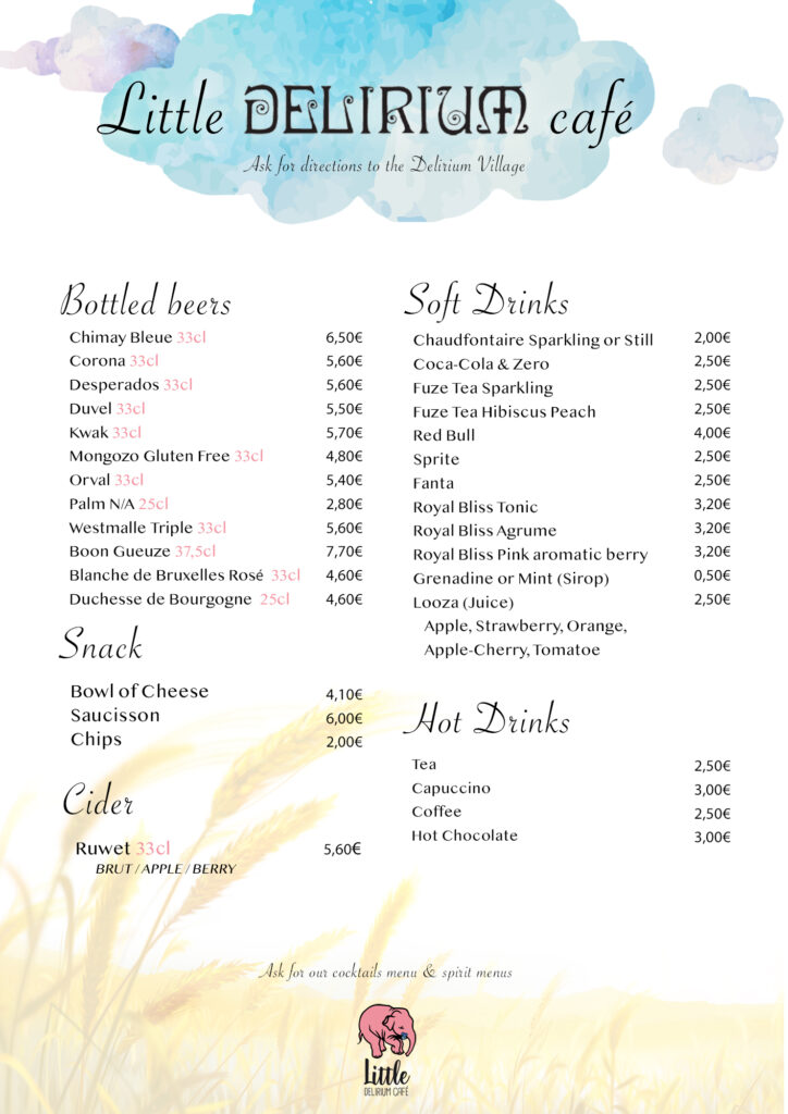Menu Little Delirium - Delirium Village